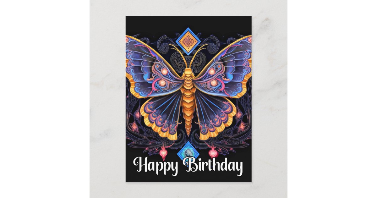 Happy Birthday Imaginative Butterfly Design Postcard | Zazzle