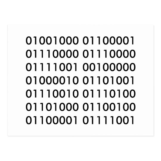 Happy Birthday in Binary Code Postcard | Zazzle.com