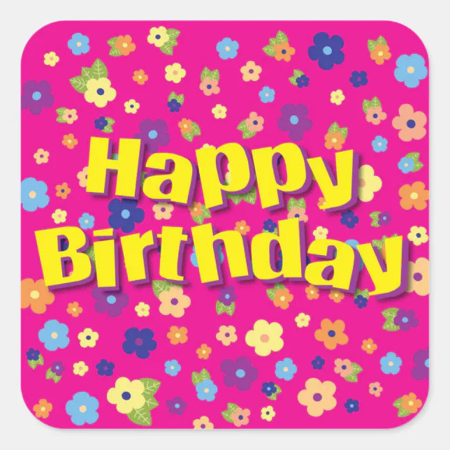 Happy Birthday in Flowers Sticker | Zazzle