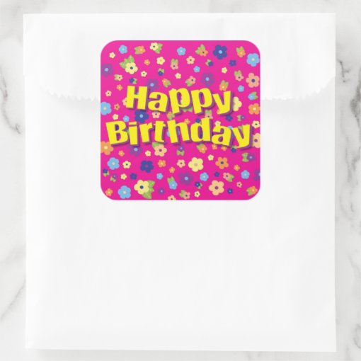 Happy Birthday in Flowers Sticker | Zazzle