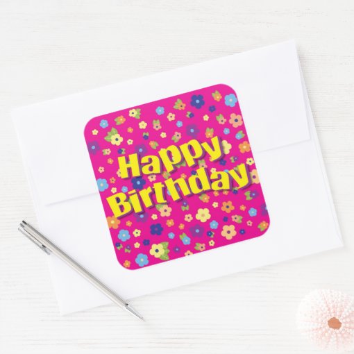 Happy Birthday in Flowers Sticker | Zazzle