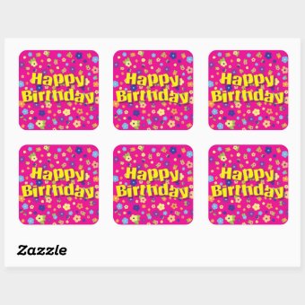 Happy Birthday in Flowers Sticker | Zazzle