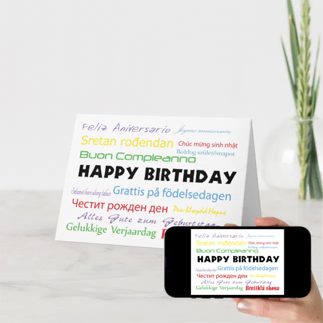 Happy Birthday in Many Languages Card | Zazzle
