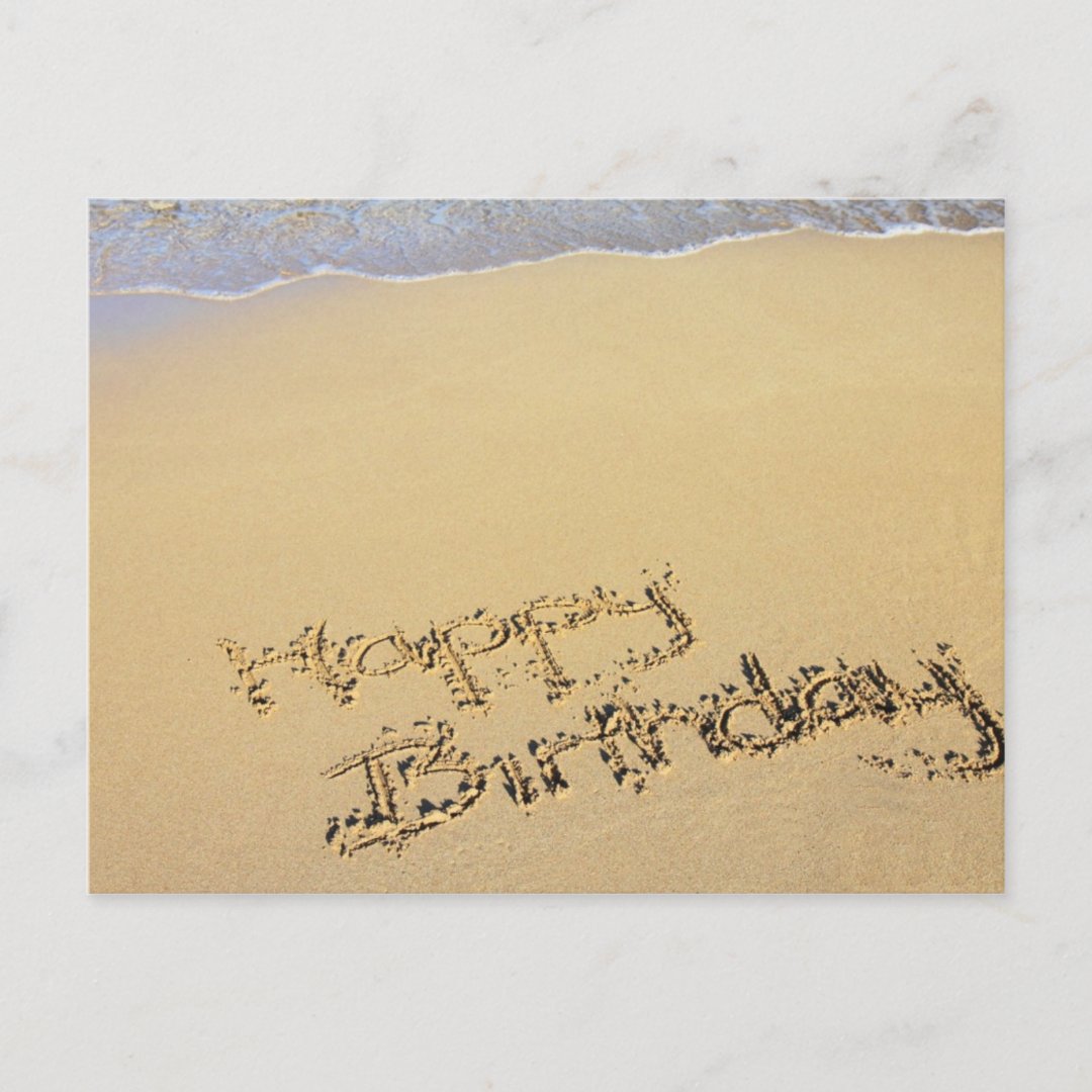 Happy birthday in sand postcard | Zazzle