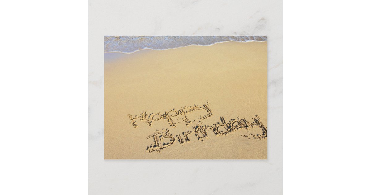 Happy birthday in sand postcard | Zazzle
