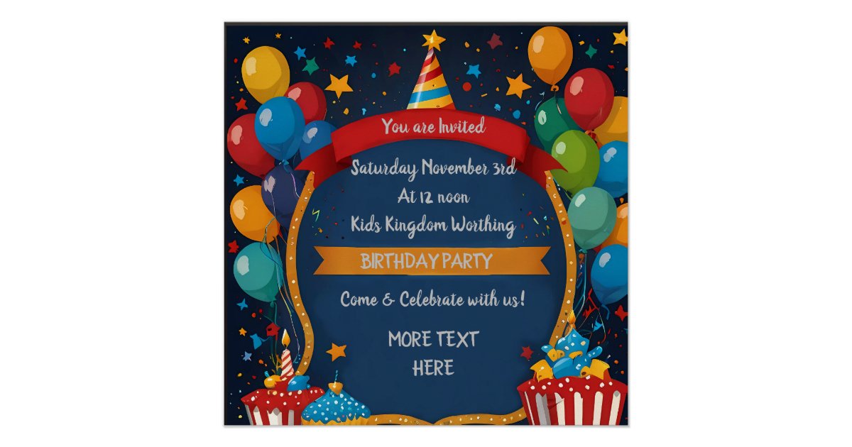 Happy Birthday Invite Poster | Zazzle