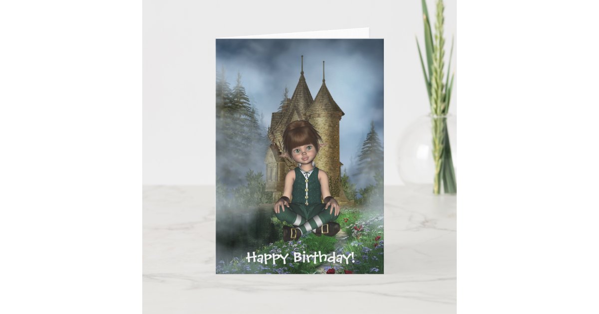 Happy Birthday Irish Elfin Hollie Card | Zazzle