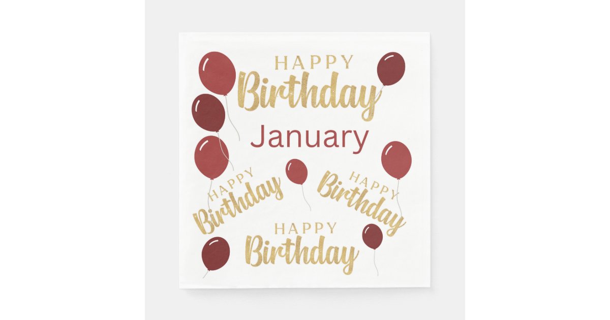 Happy birthday January birthdays Paper Napkin | Zazzle
