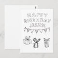 Happy Birthday Jesus Christian Children's Coloring Postcard | Zazzle