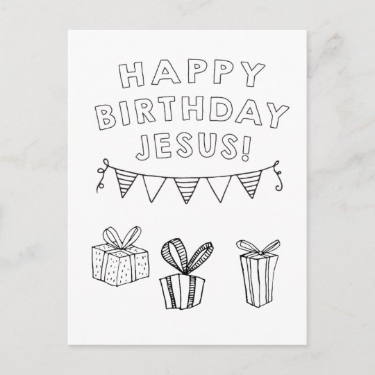 Happy Birthday Jesus Christian Children's Coloring Postcard | Zazzle.com