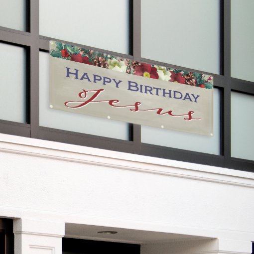 Happy Birthday Jesus Christian Christmas Banner | Zazzle