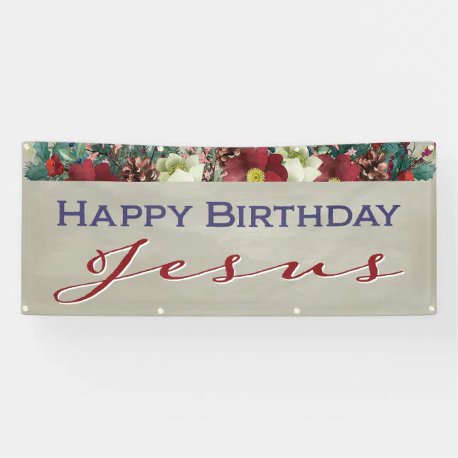 Happy Birthday Jesus Christian Christmas Banner | Zazzle