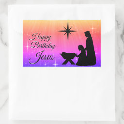 Happy Birthday Jesus, Christmas Nativity Rectangular Sticker | Zazzle