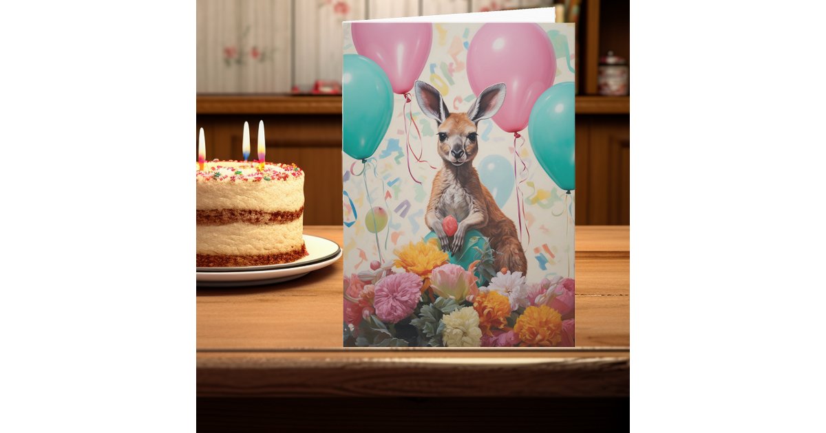 Happy Birthday Kangaroo Australian Animals Card | Zazzle