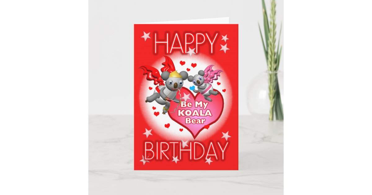 Happy Birthday Koala Hearts Greeting Card | Zazzle