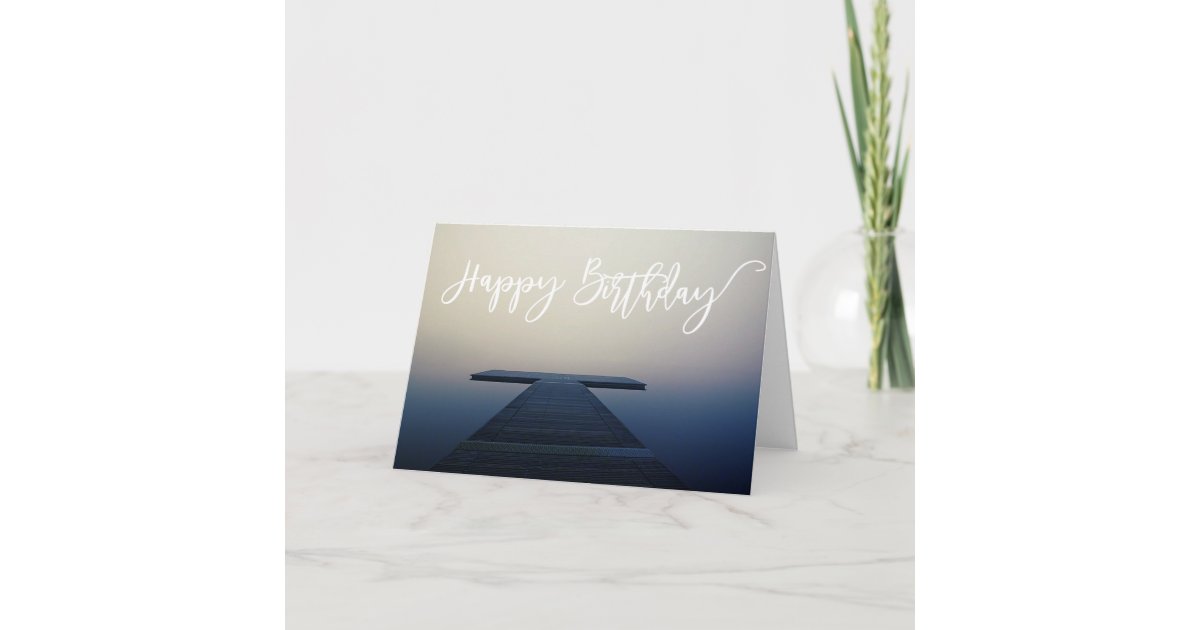 Happy Birthday Lake Dock Boat Card | Zazzle