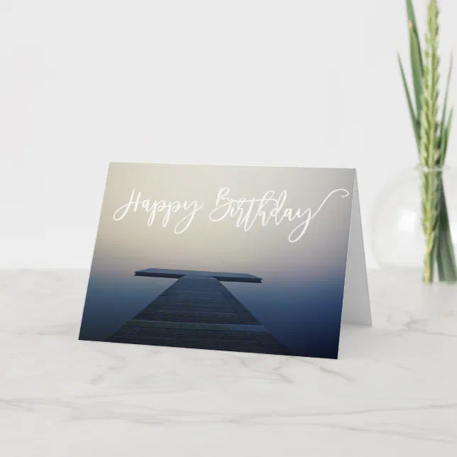 Happy Birthday Lake Dock Boat Card | Zazzle