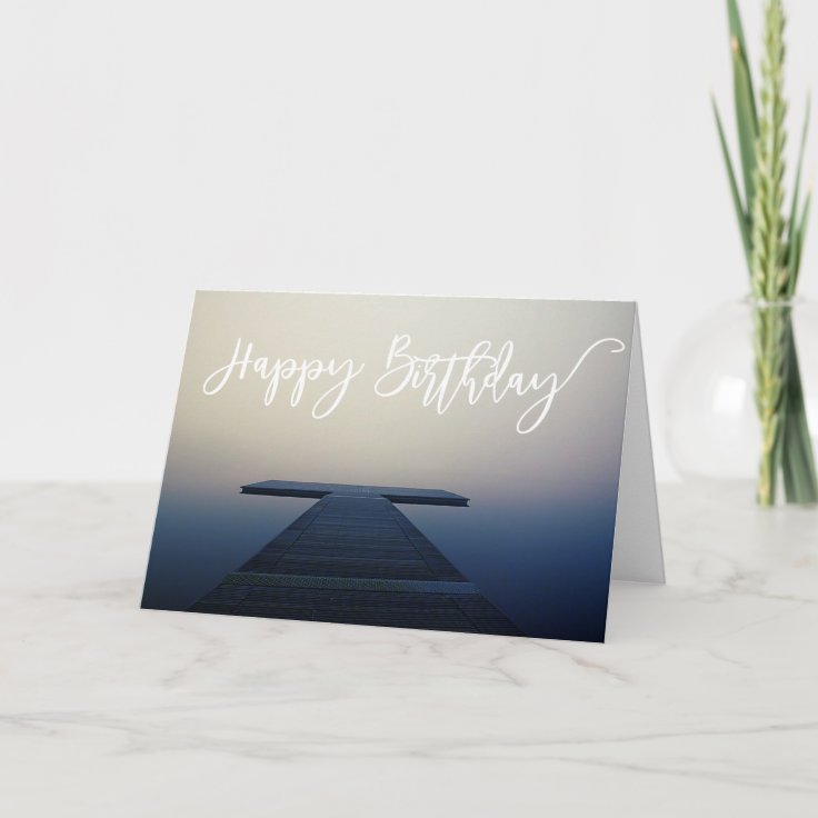 Happy Birthday Lake Dock Boat Card | Zazzle