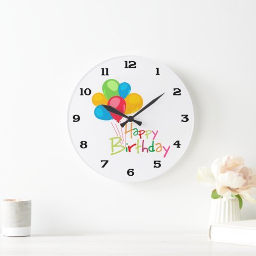 Happy Birthday Large Clock | Zazzle
