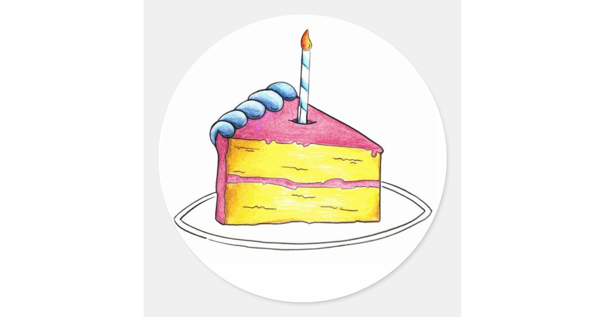 Happy Birthday Layer Cake Slice w/ Candle Stickers | Zazzle
