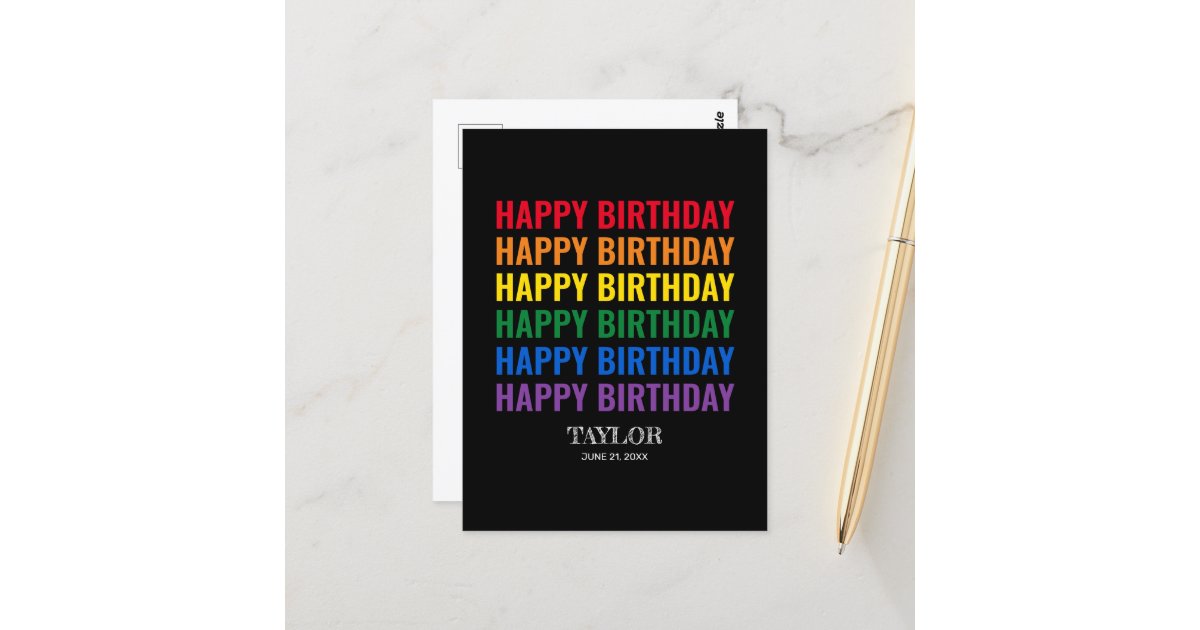 Happy Birthday LGBT Pride LGBTQ Transgender Postcard | Zazzle