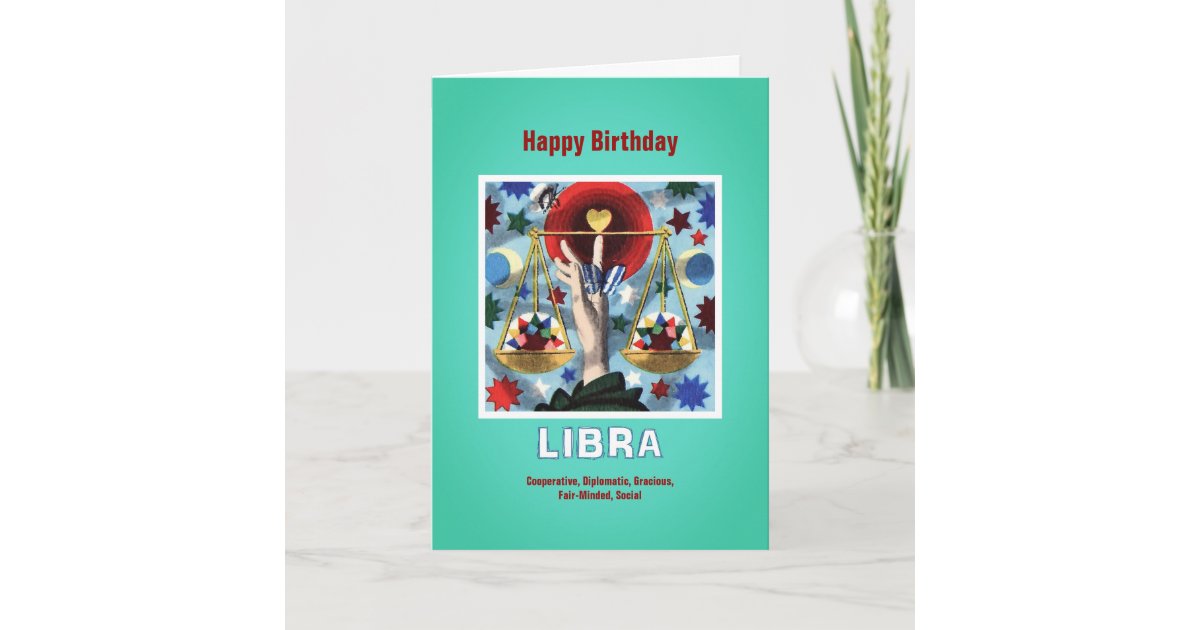 Happy Birthday Libra Zodiac Sign Card | Zazzle