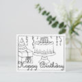 Happy Birthday Line Drawing Postcard | Zazzle