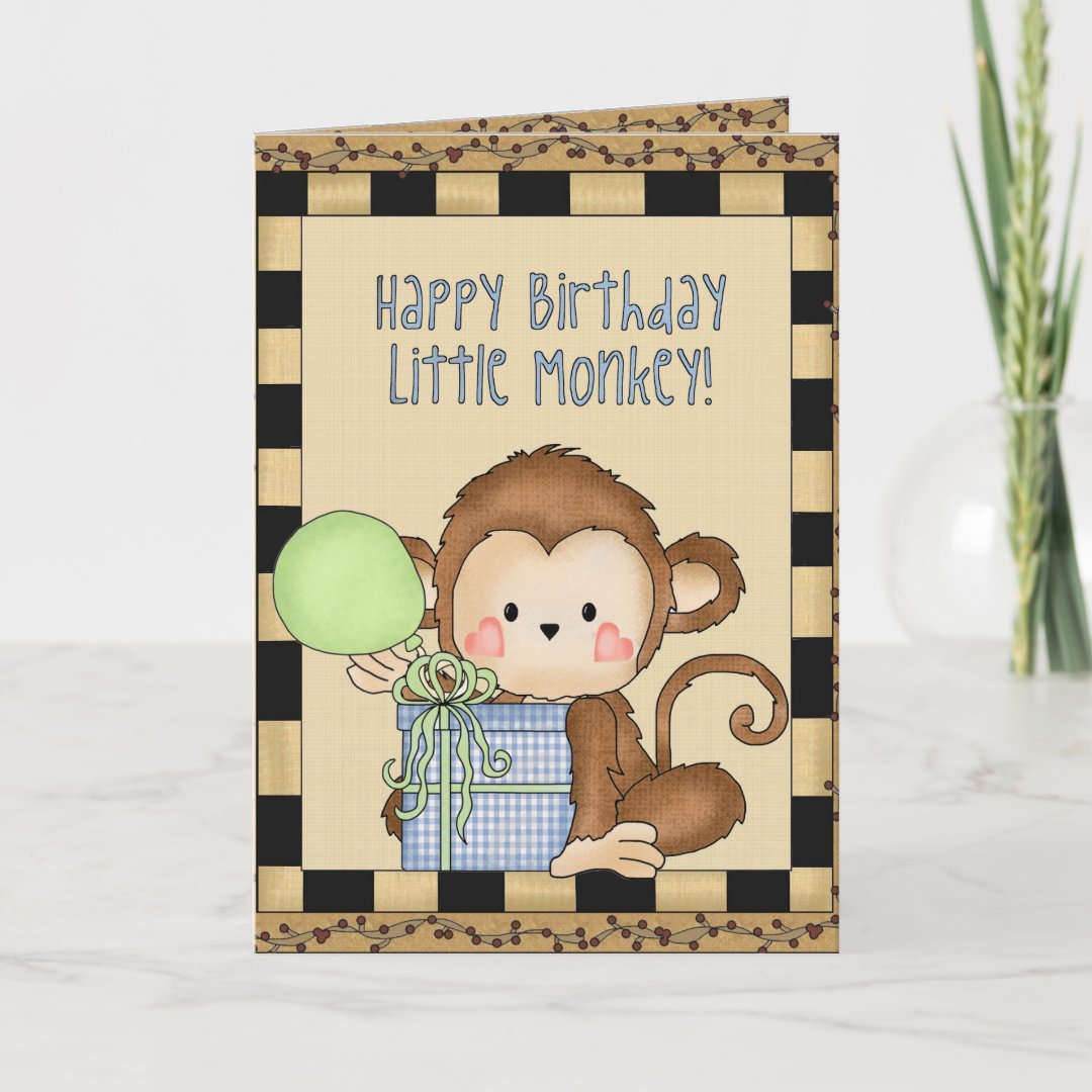 Happy Birthday Little Monkey greeting card | Zazzle