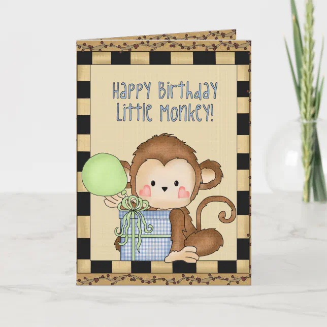 Happy Birthday Little Monkey greeting card | Zazzle