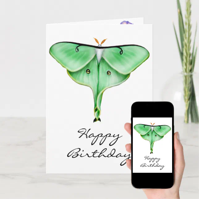 Happy Birthday Luna Moth Card | Zazzle