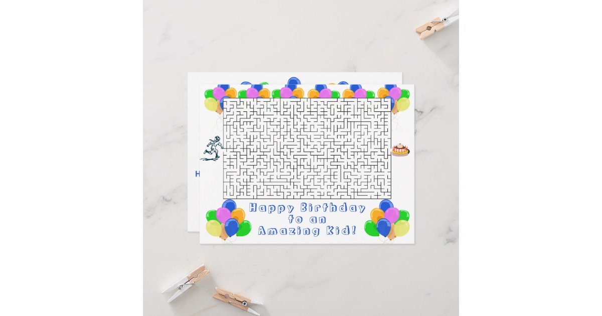 Happy Birthday Maze and Balloons Amazing Kid | Zazzle