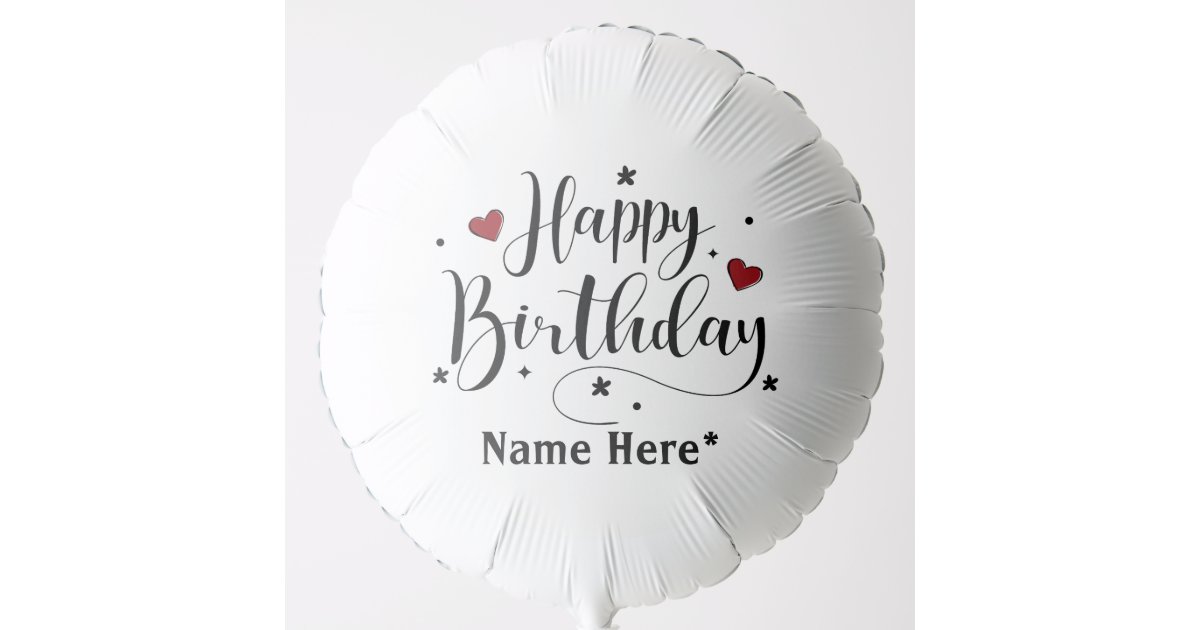 Happy Birthday Minimalist Typography Calligraphy Balloon | Zazzle