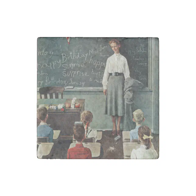 Happy Birthday, Miss Jones by Norman Rockwell Stone Magnet | Zazzle