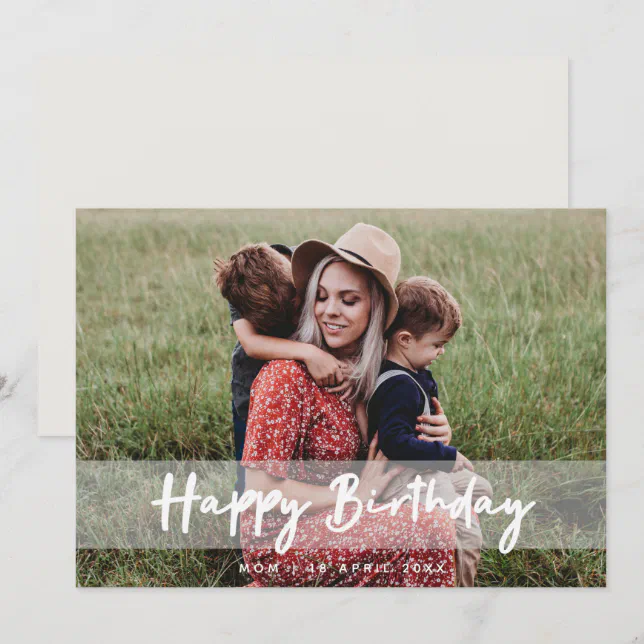 Happy Birthday Mom | Modern Script Photo Card | Zazzle