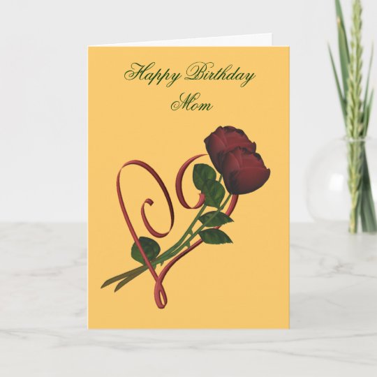 Happy Birthday Mom Red Roses Heart Card | Zazzle.com
