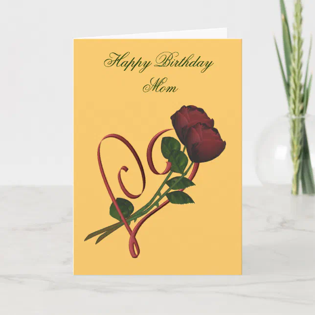 Happy Birthday Mom Red Roses Heart Card | Zazzle