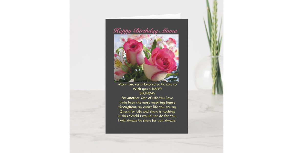 Happy Birthday Moma Card | Zazzle