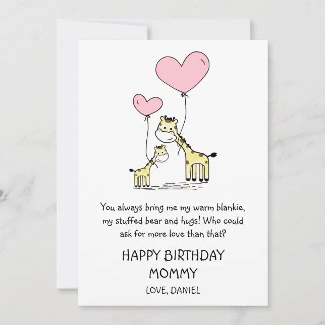 Happy Birthday Mommy Cute Giraffes | Zazzle