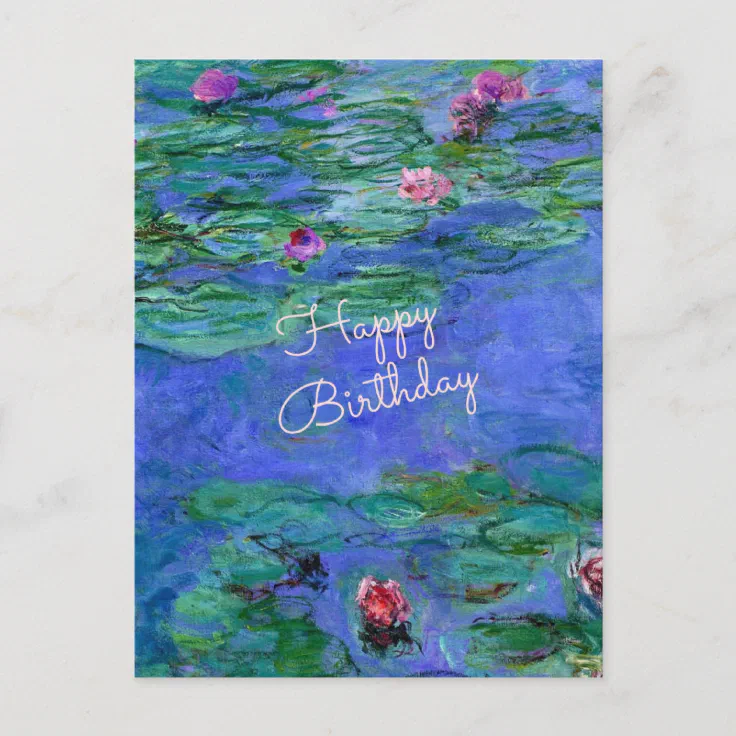 Happy Birthday: Monet's Water Lilies famous art Postcard | Zazzle