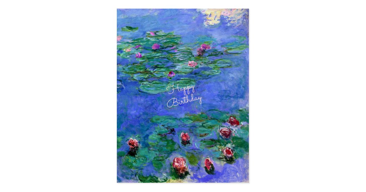 Happy Birthday: Monet's Water Lilies Postcard | Zazzle.com
