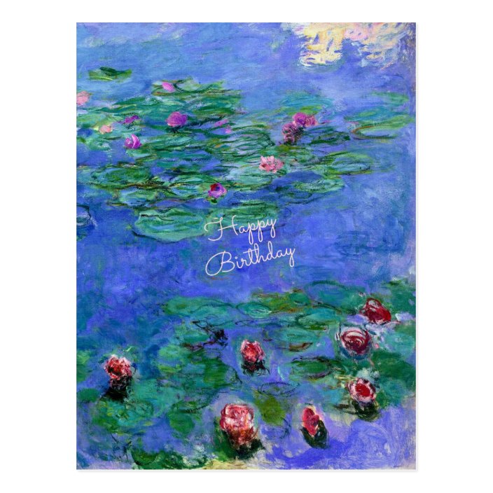 Happy Birthday: Monet's Water Lilies Postcard | Zazzle.com