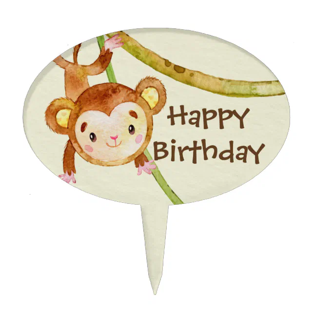 Happy Birthday Monkey Cake Topper | Zazzle