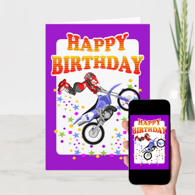 Happy birthday, motocross rider card | Zazzle