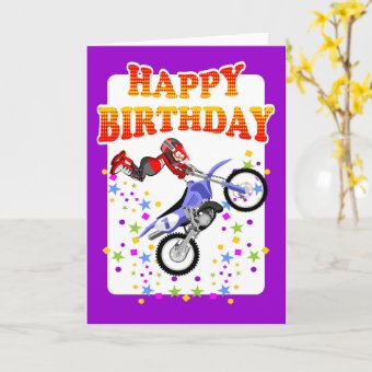 Happy birthday, motocross rider card | Zazzle