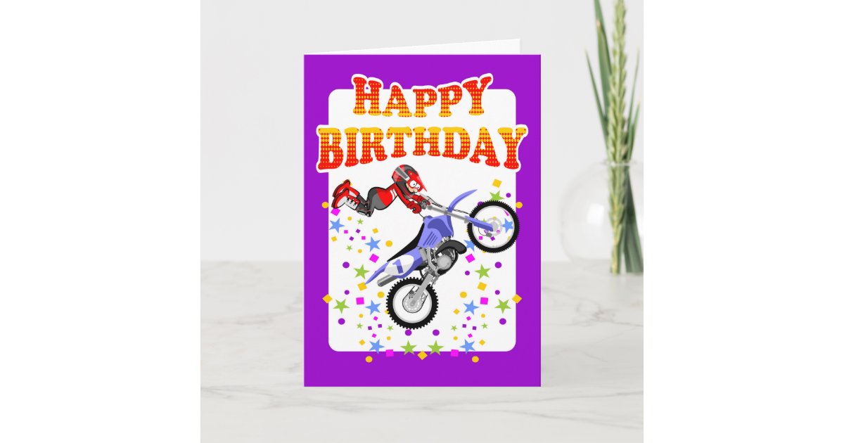 Happy birthday, motocross rider card | Zazzle.com