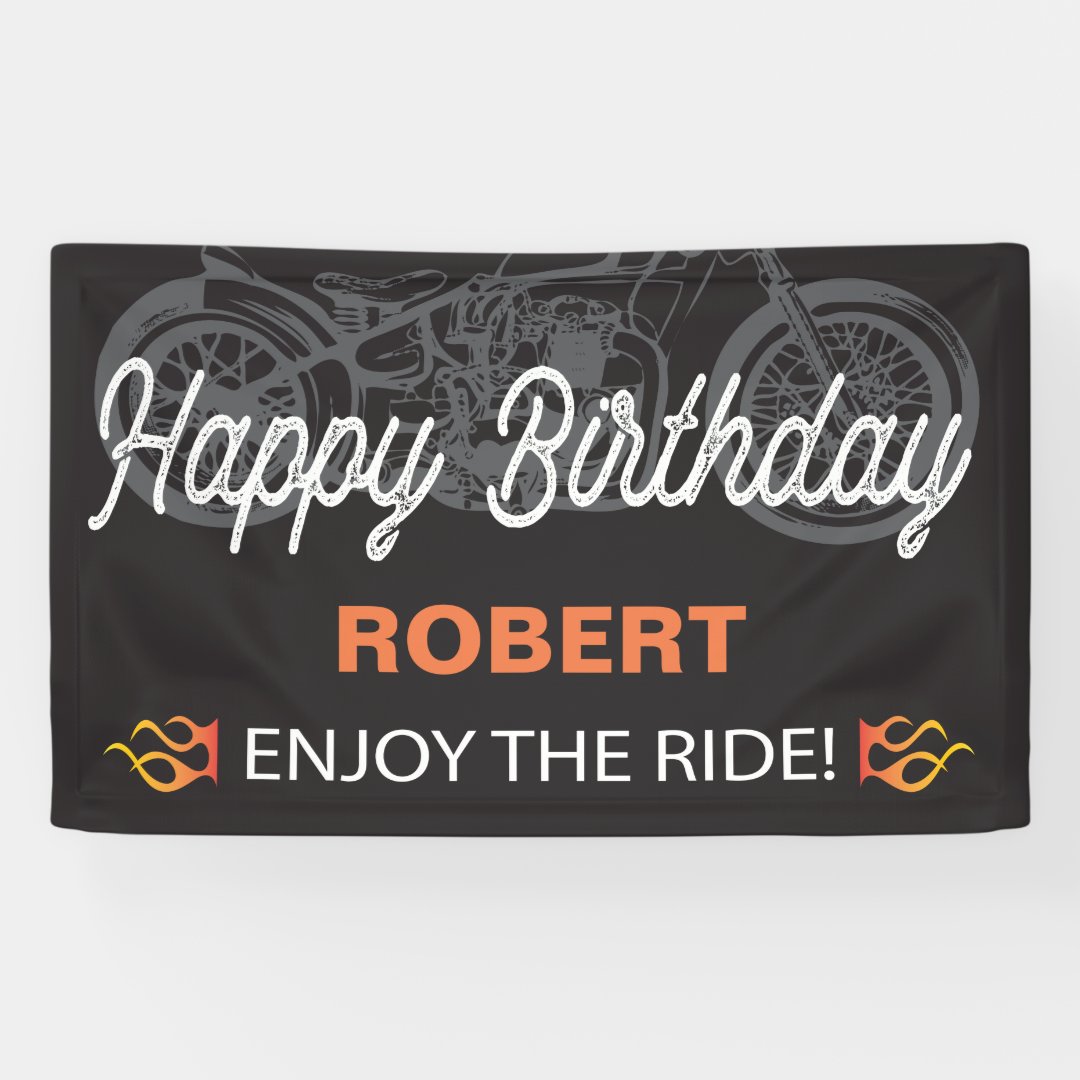 Happy Birthday Motorcycle image for biker Banner | Zazzle