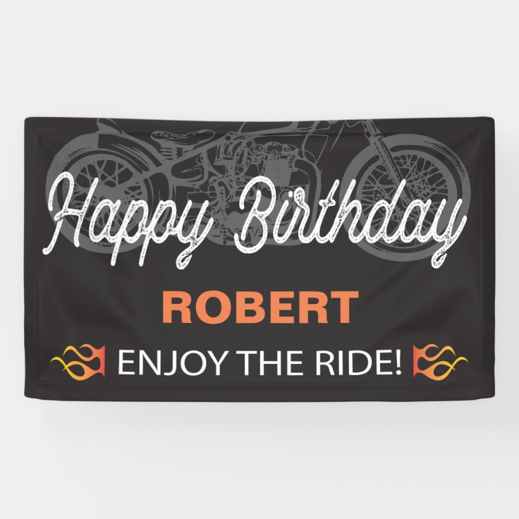 Happy Birthday Motorcycle image for biker Banner | Zazzle