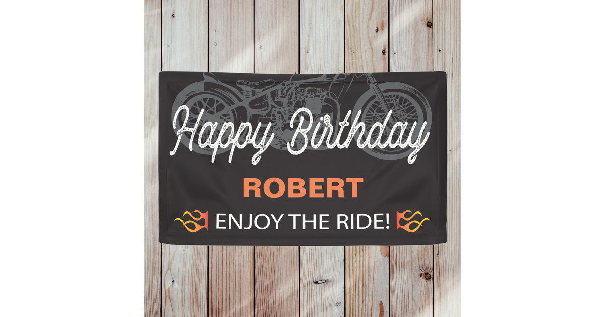 Happy Birthday Motorcycle image for biker Banner | Zazzle
