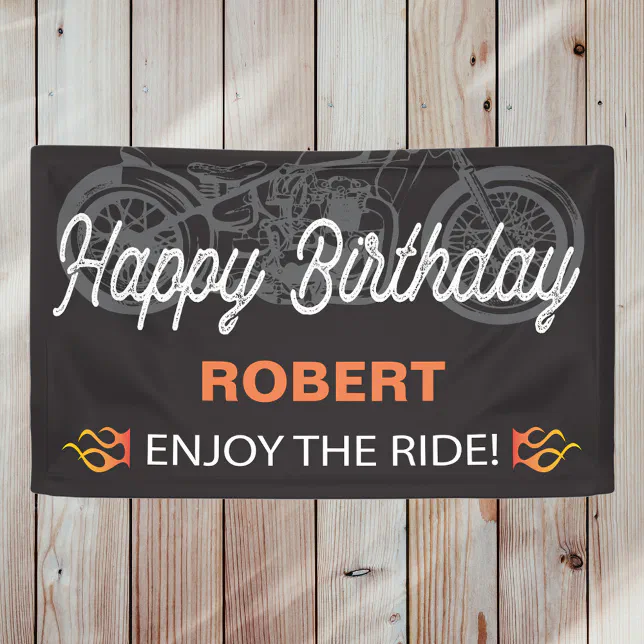 Happy Birthday Motorcycle image for biker Banner | Zazzle