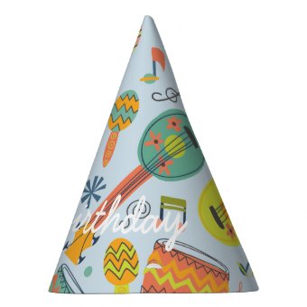 Happy Birthday. Musical Instruments. Party Hat | Zazzle
